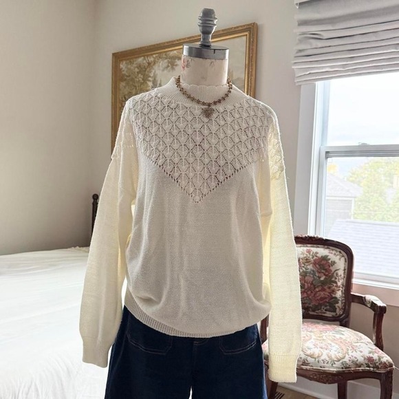 Sweaters | Vintage Cream Cottagecore Sweater | Poshmark